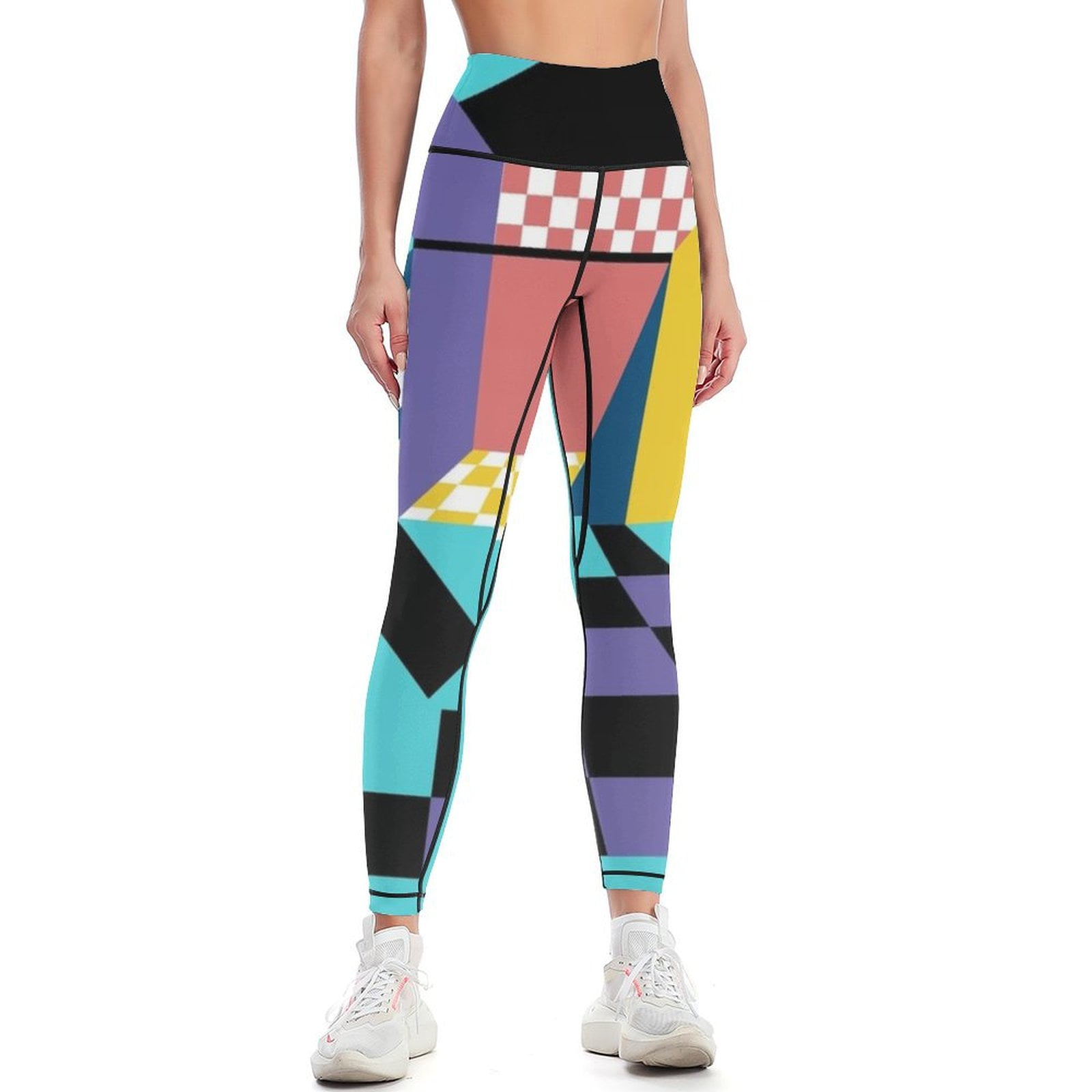 Color Background Unraveling Box Leggings jogging pants Tight fitting ...