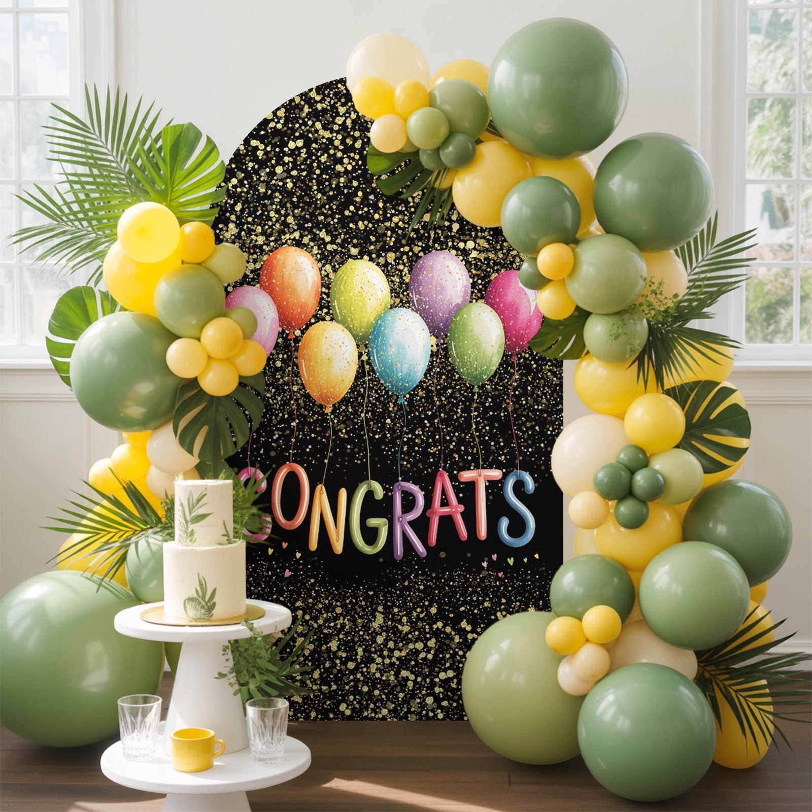 Color Balloons Arch Backdrop Cover, 6.6FT, Graduation Celebration ...