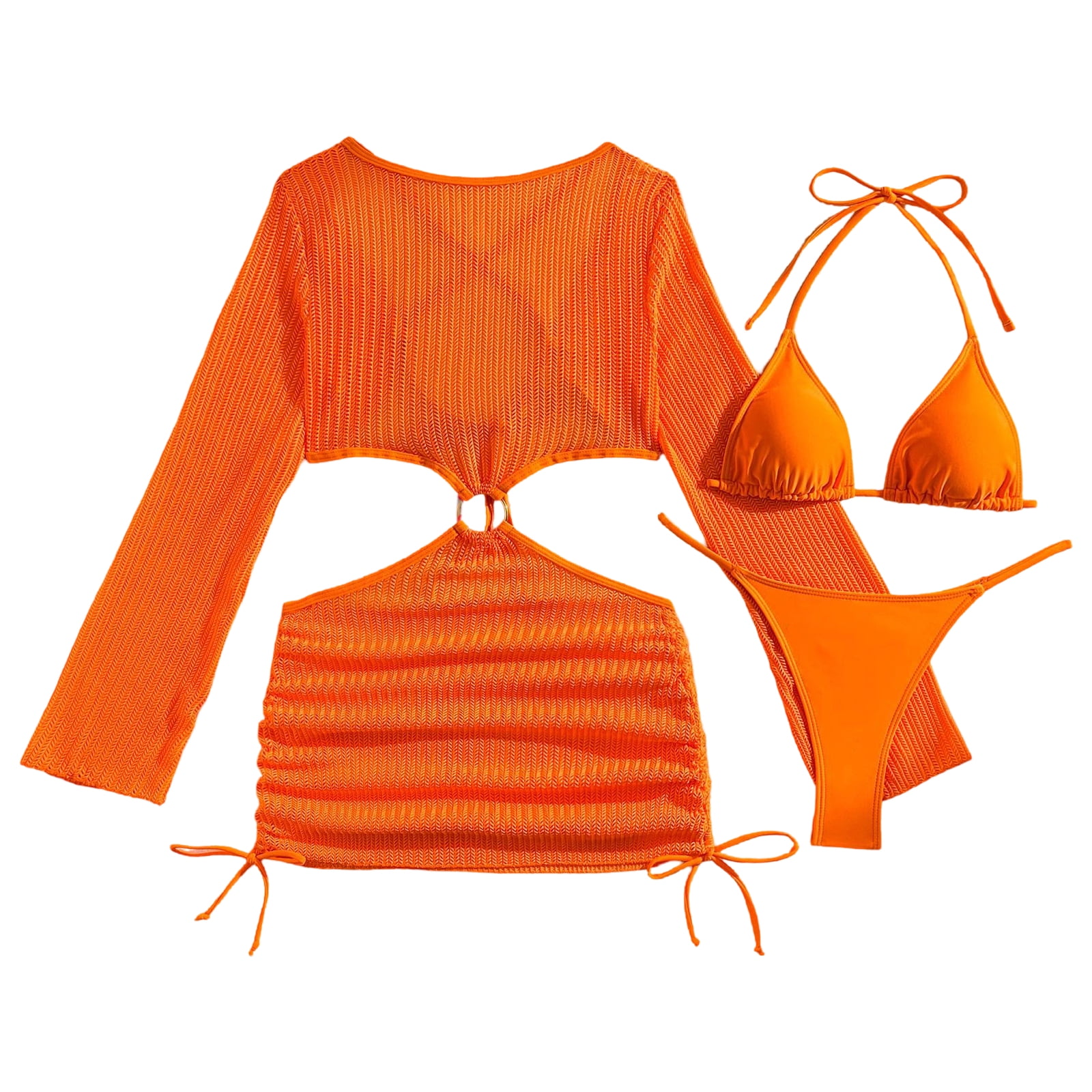 Color Bathing Suit for Women Push Up Swimwear with Covers Up Trend ...