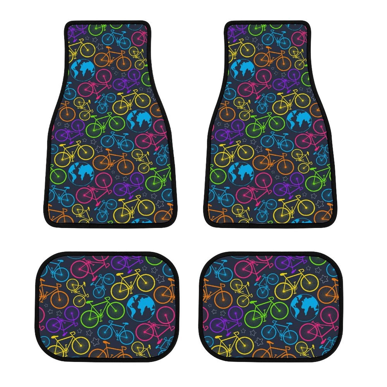 Color Bicycle Car Foot Mat Set of 4, Floor Mats for Cars Anime Car ...