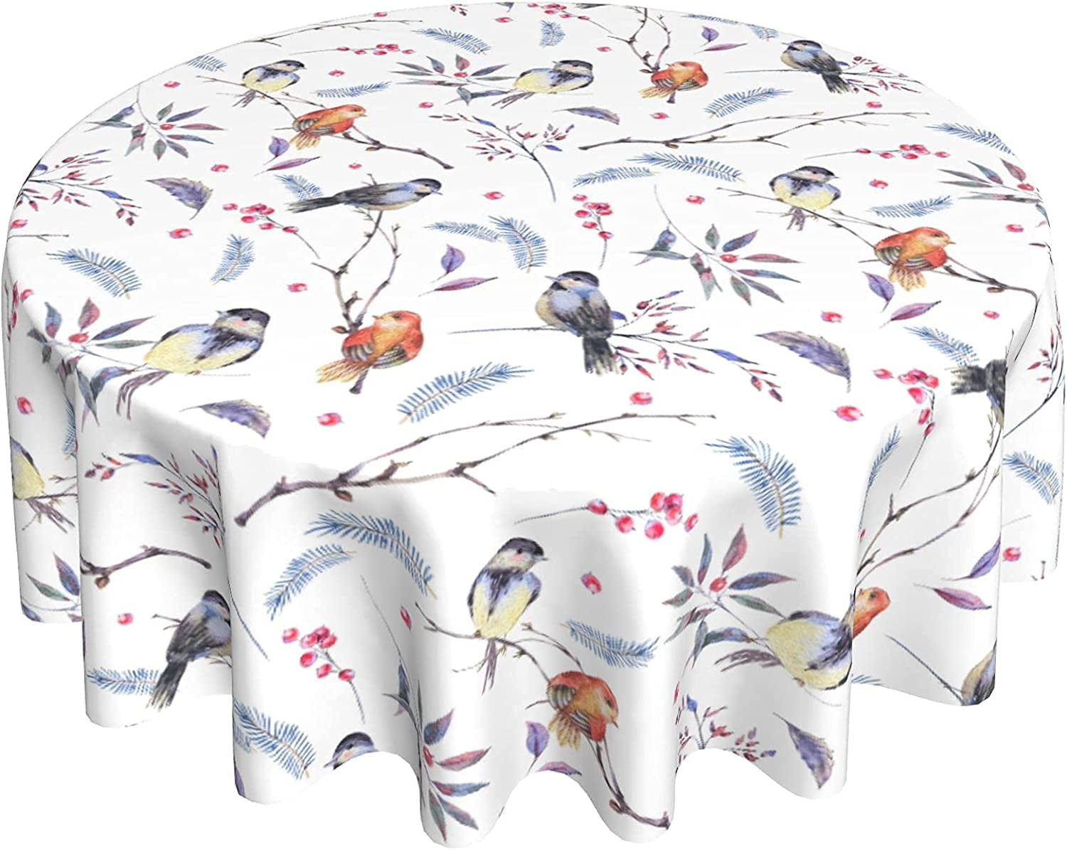 Color Bird 60 Inch Round Tablecloth - Waterproof, Wrinkle Resistant for ...
