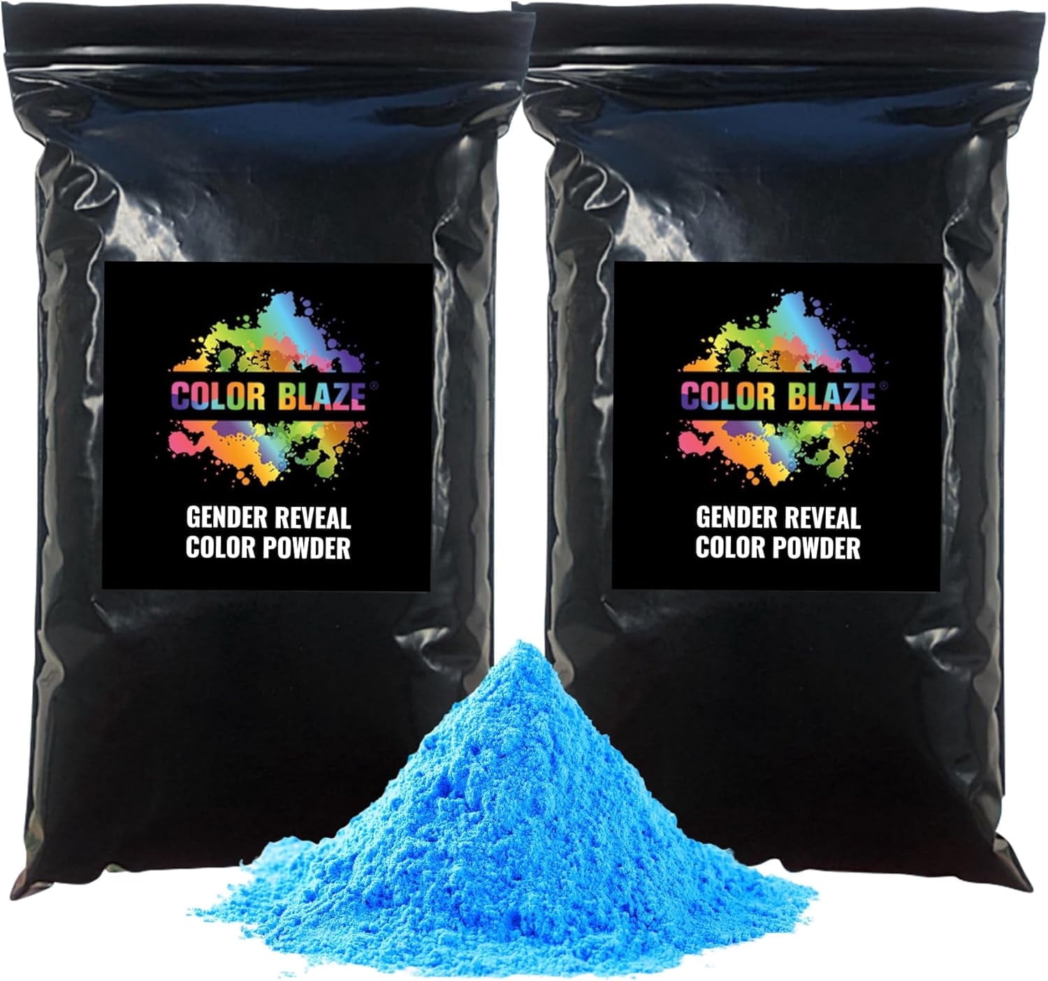 Color Blaze Black-Out Gender Reveal Holi Powder - 2 Pounds Blue & Tape ...