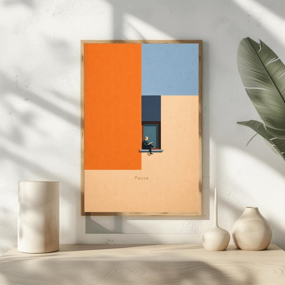 Color Block Art Bauhaus Man Reading, Stretched Canvas - Walmart.com