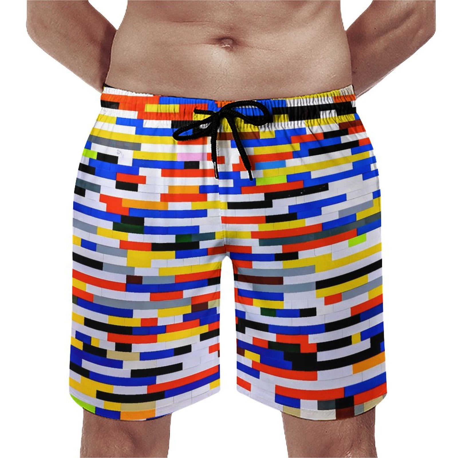 Color Block Art Board Shorts Mondrian Style Funny Beach Shorts Men ...