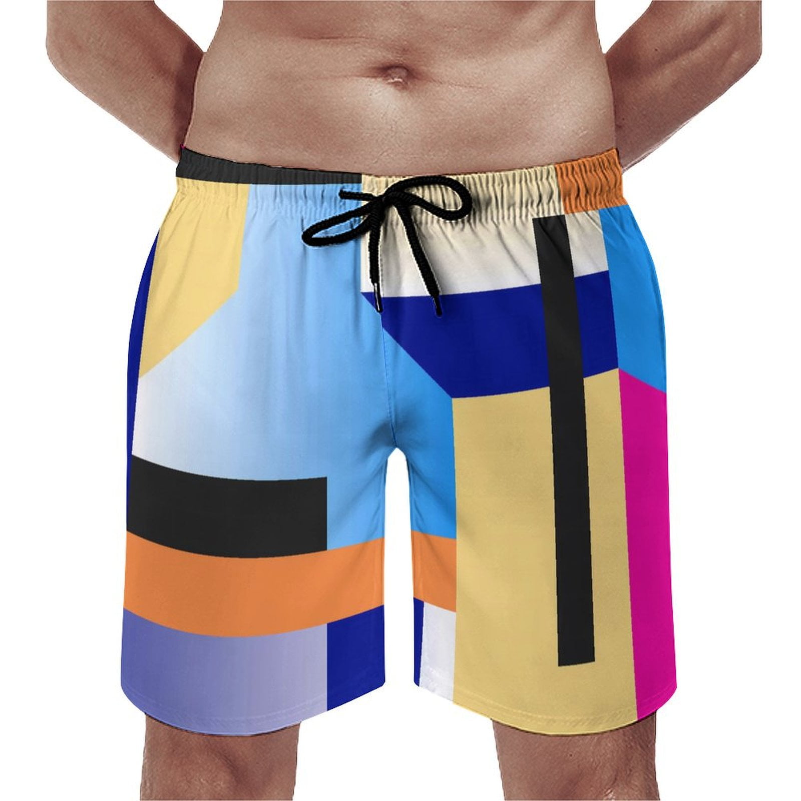 Color Block Art Board Shorts Mondrian Style Funny Beach Shorts Men ...