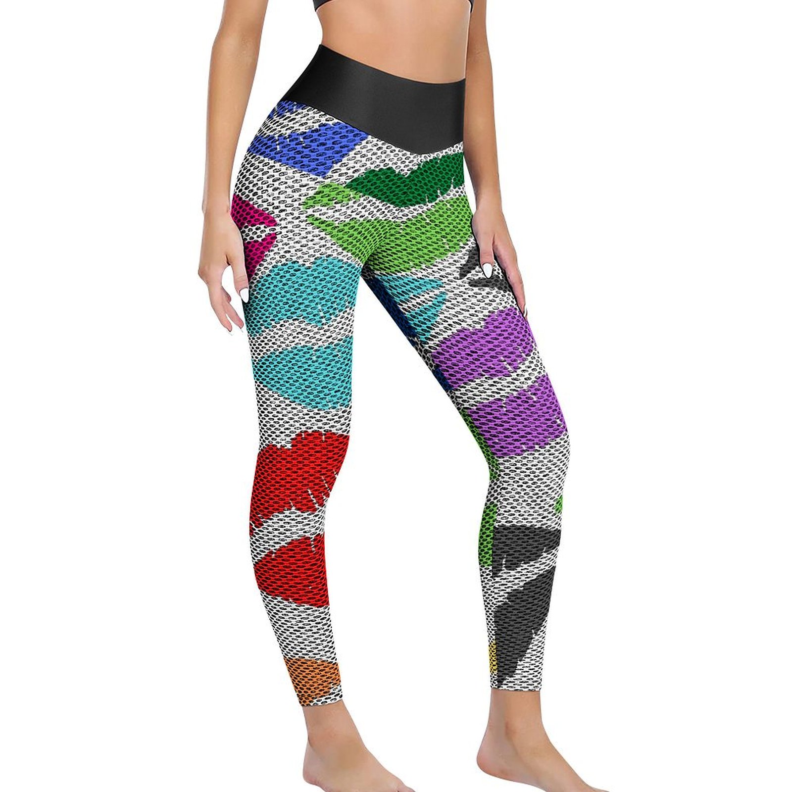 Color Block Art Leggings Mondrian Style Fitness Yoga Pants Female High ...