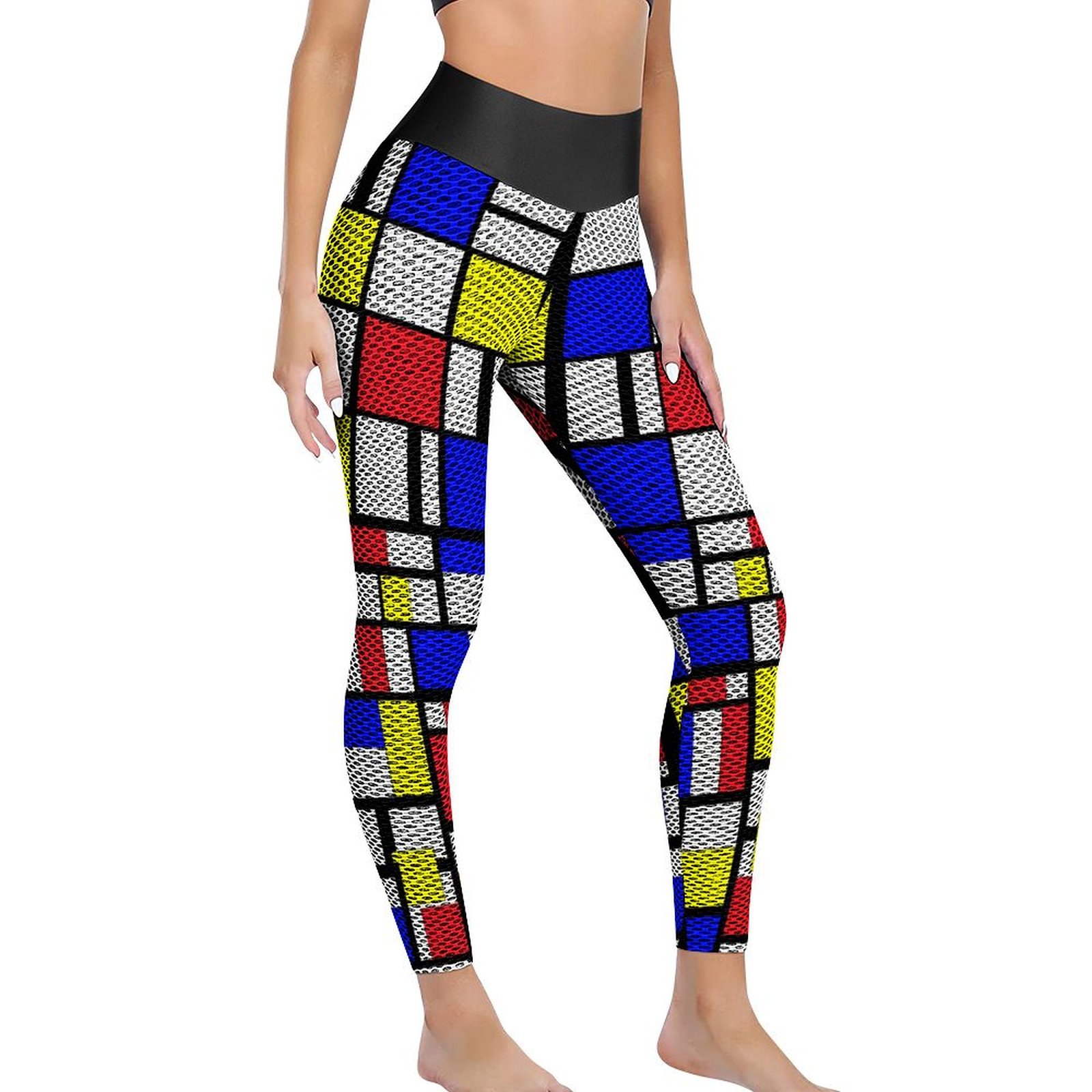 Color Block Art Leggings Mondrian Style Fitness Yoga Pants Female High ...