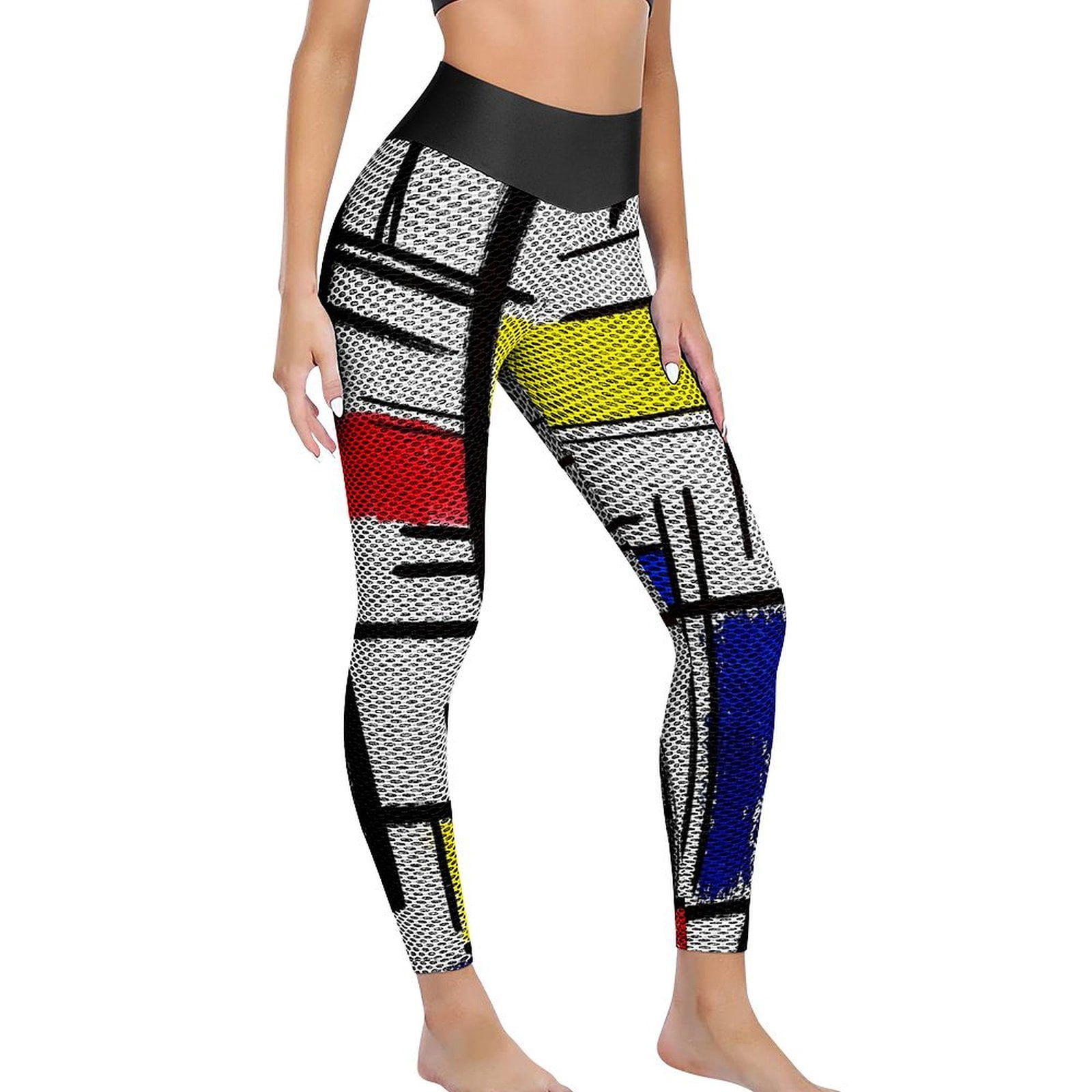 Color Block Art Leggings Mondrian Style Fitness Yoga Pants Female High ...