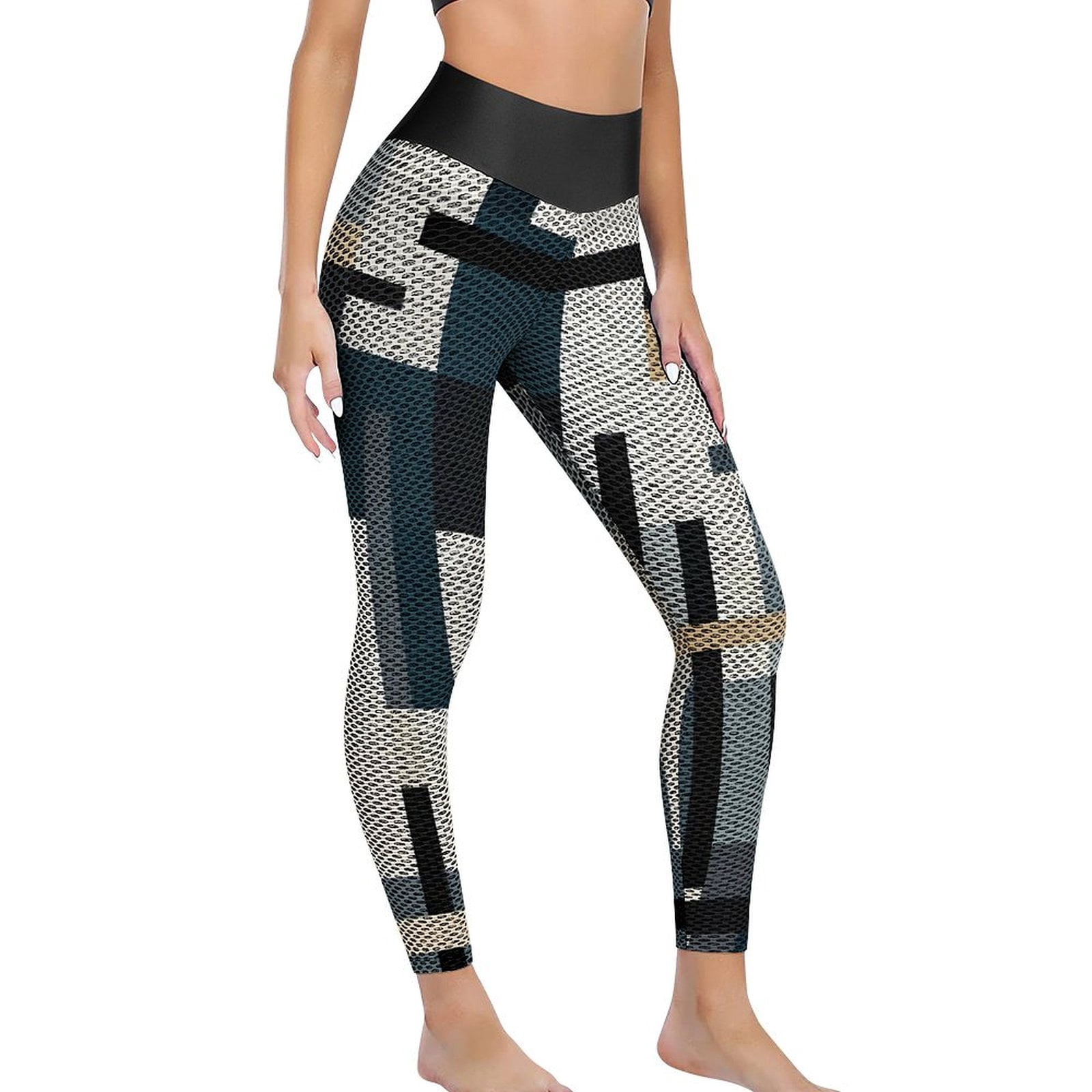 Color Block Art Leggings Mondrian Style Fitness Yoga Pants Female High ...