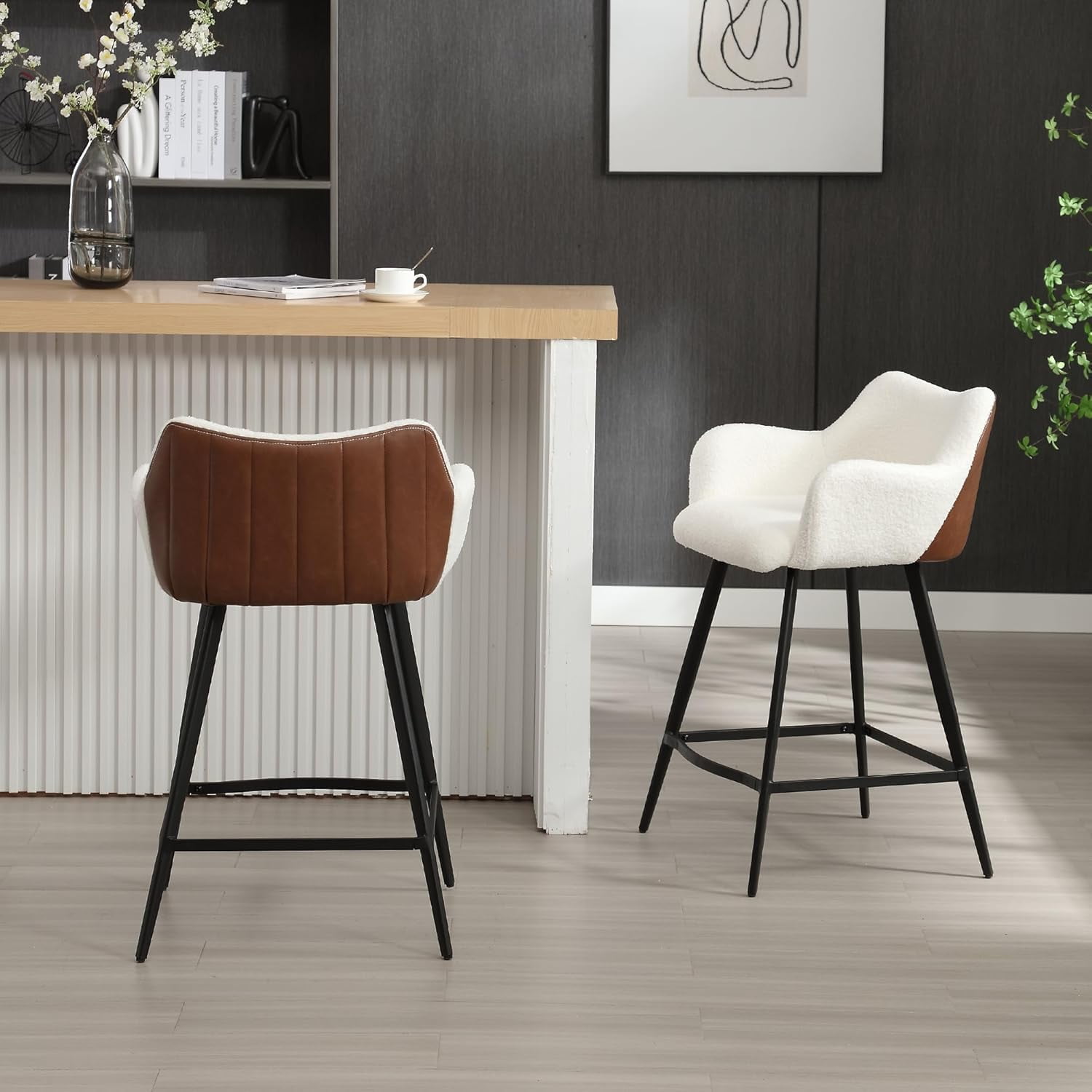 Color Block Bar Stools for Kitchen Island Barstools with Footrest Set ...