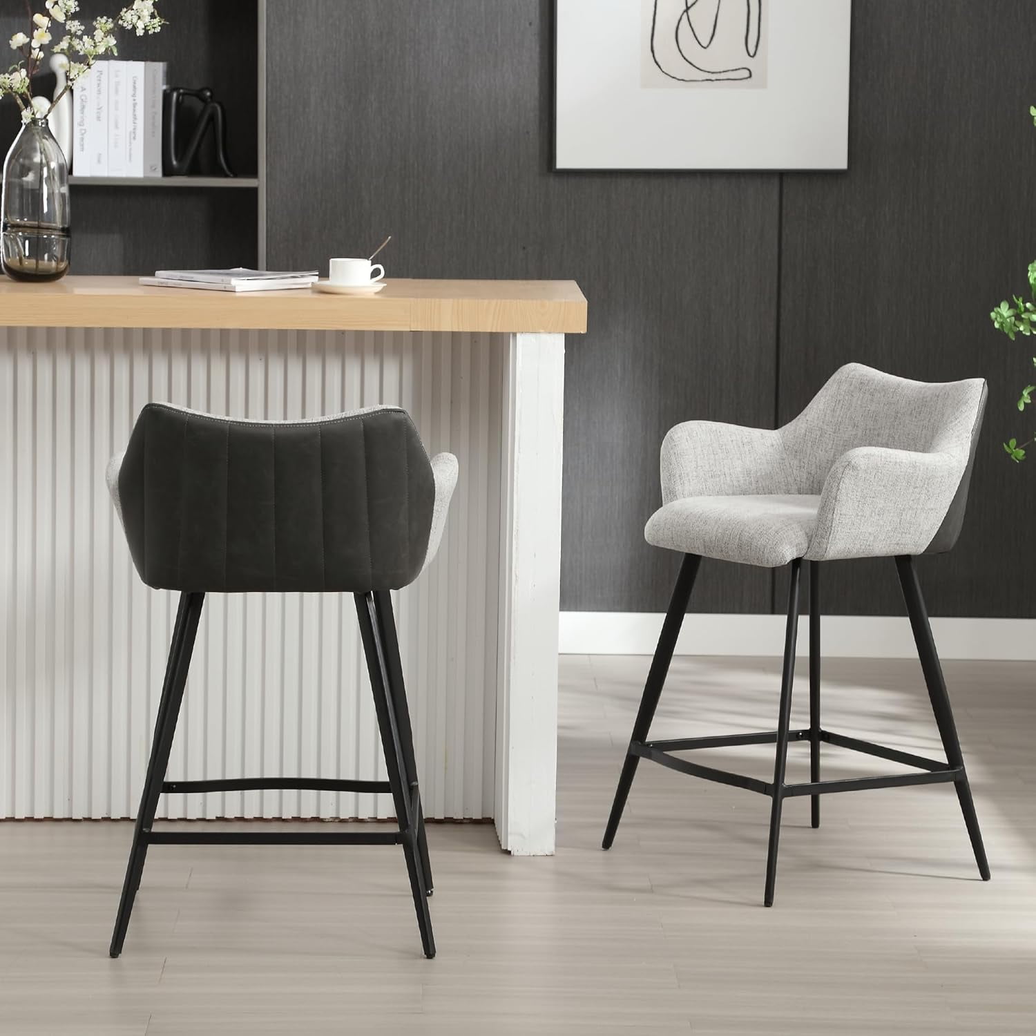 Color Block Bar Stools for Kitchen Island Barstools with Footrest Set ...