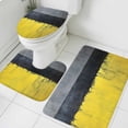 Color Block Bathroom Rugs Set Black Yellow Non Slip Absorbent Soft Bath ...
