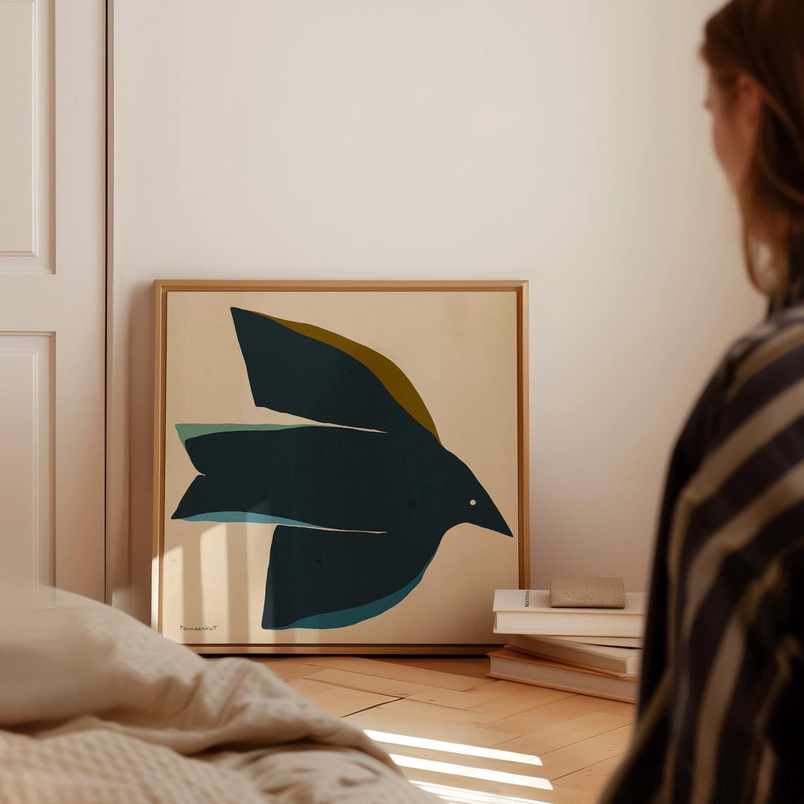 Color Block Bird Poster Black Abstract Wall Art Modern Home Decor ...