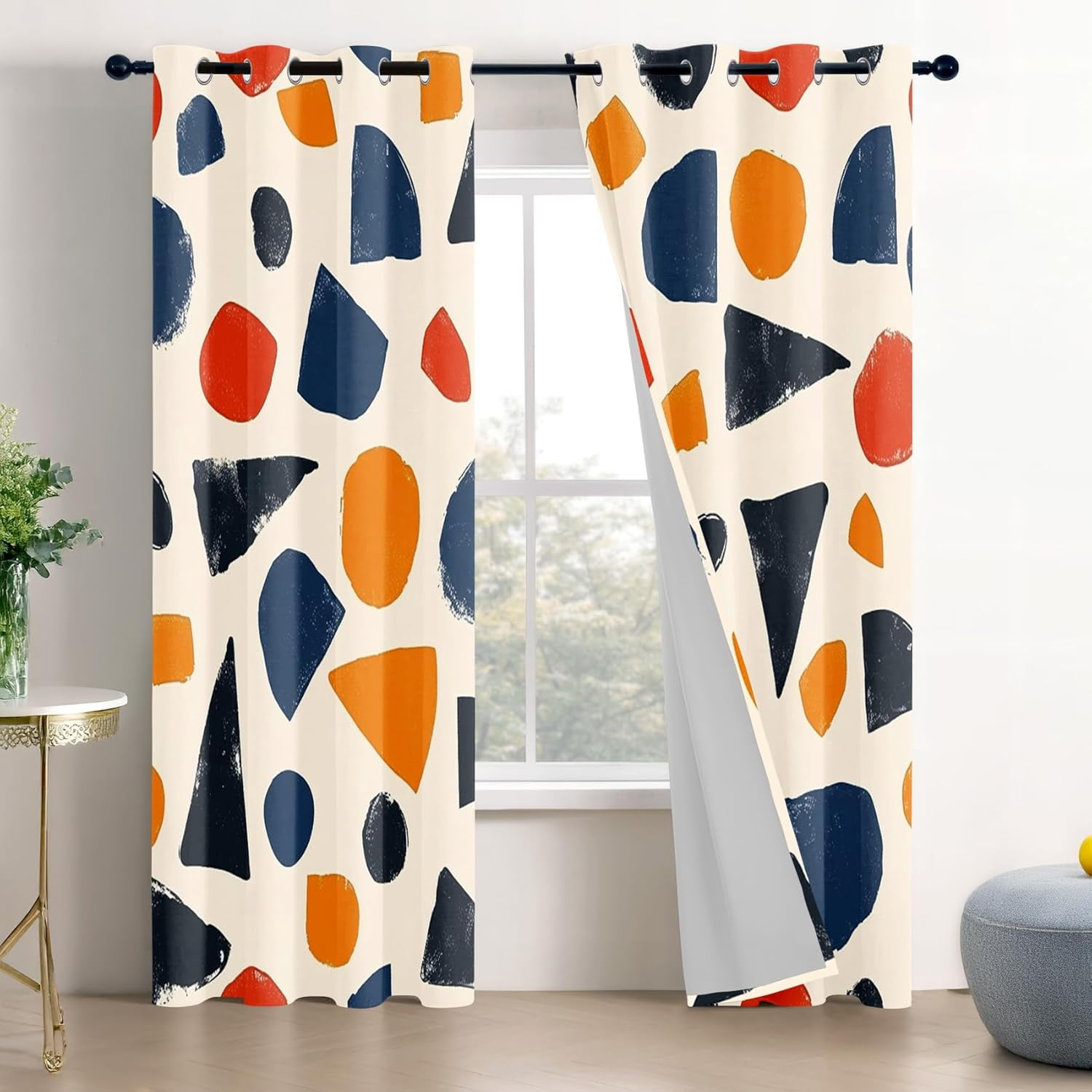 Color Block Blackout Curtains, Colorful Geometric Modern Curtains for ...