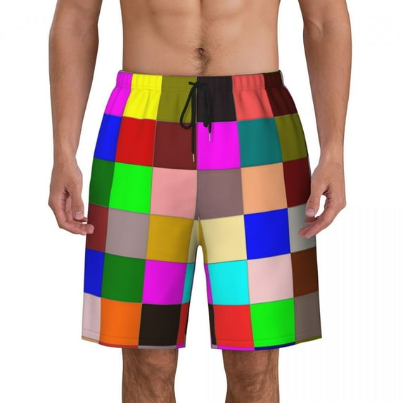 Color Block Board Shorts Summer Checkerboard Sports Fitness Board Short ...