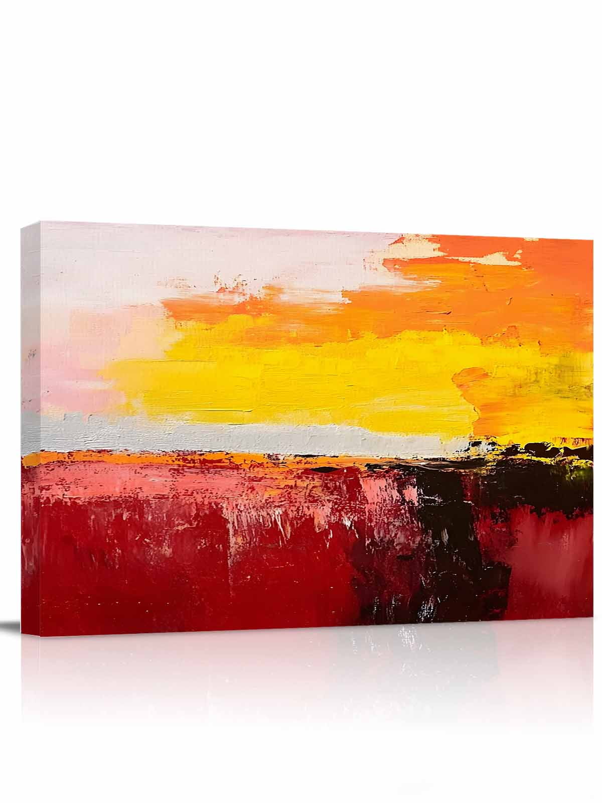 Color Block Canvas Print Wall Art Red Orange Framed Canvas Art Wall ...