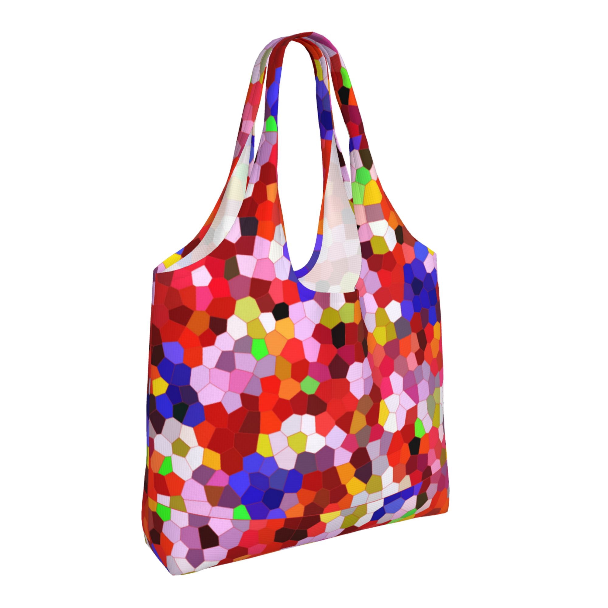 Color Block Canvas Tote Pocket For Women,Totes Bag With Pattern For ...