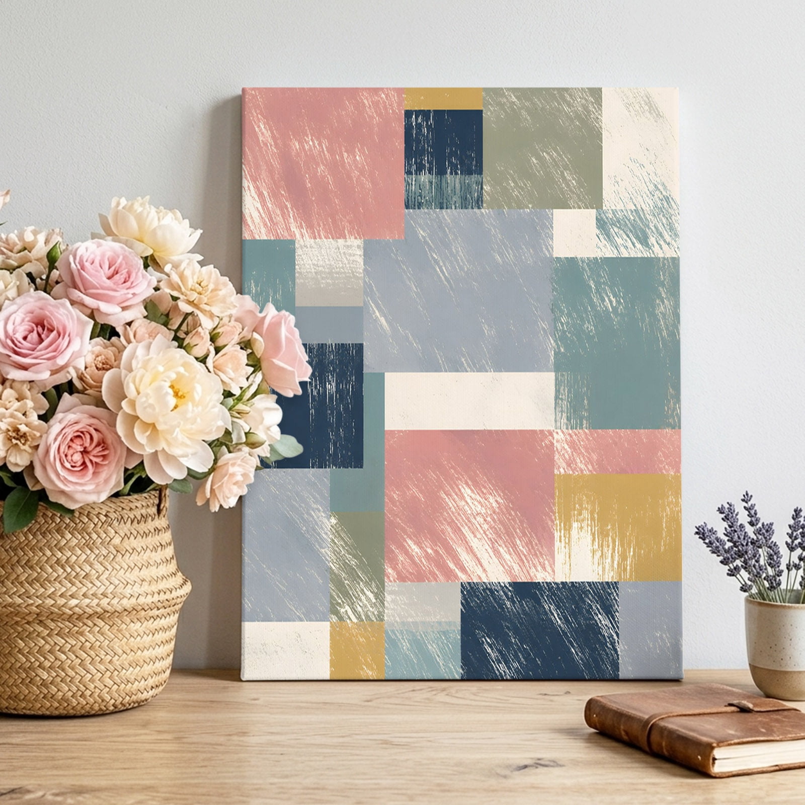 Color Block Canvas Wall Art for Living Room, Abstract Minimalist ...