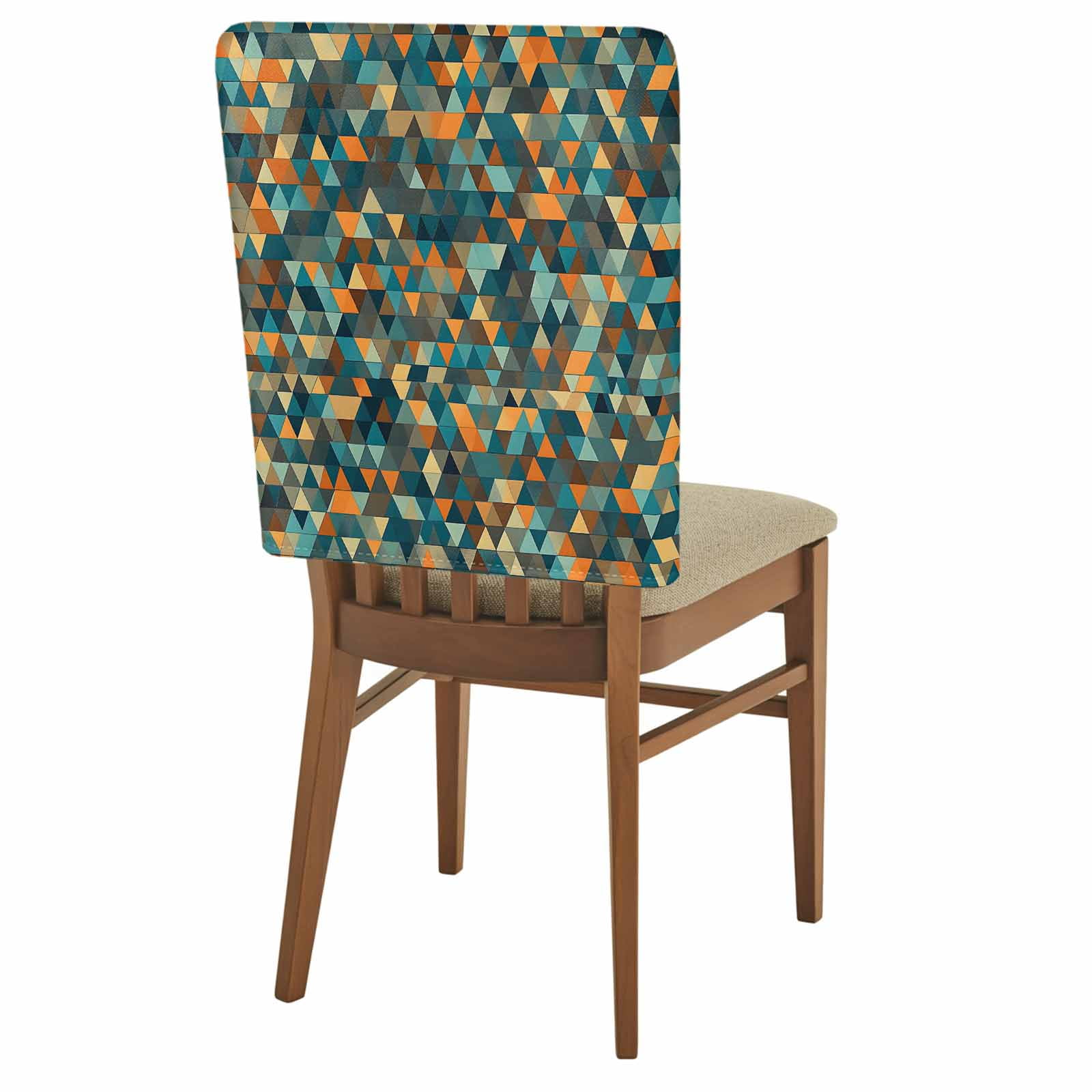 Color Block Chair Back Covers Set of 4, Orange Green Check Abstract ...