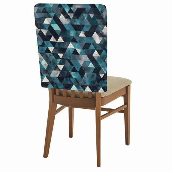 Color Block Chair Back Covers Set of 6, Blue White Check Abstract ...