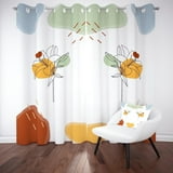 Color Block Curtains For Living Room, Boho Abstract Floral Drapes, Mid ...