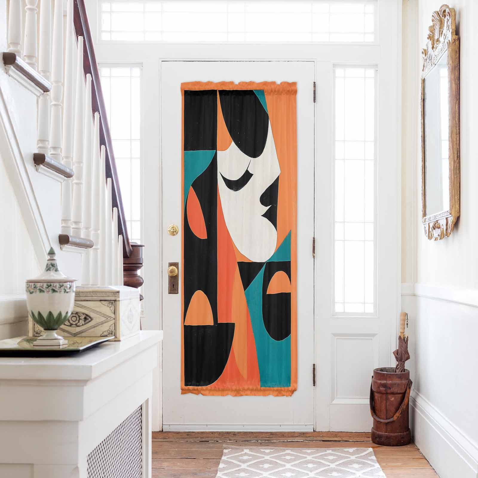 Color Block Door Curtains for Door Window, French Sidelight Front Back ...