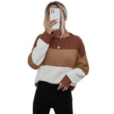 Color Block Drop Shoulder Sweater,Long Sleeve Tops Knit Pullover Fall ...