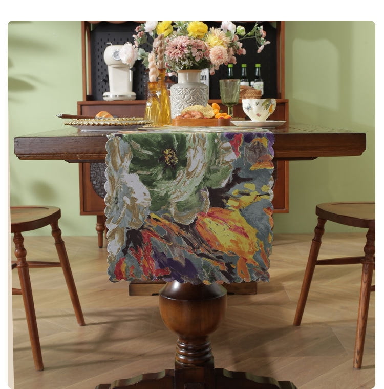 Color Block Floral Runner 12x55 Inch – Post-Impressionist Style for ...