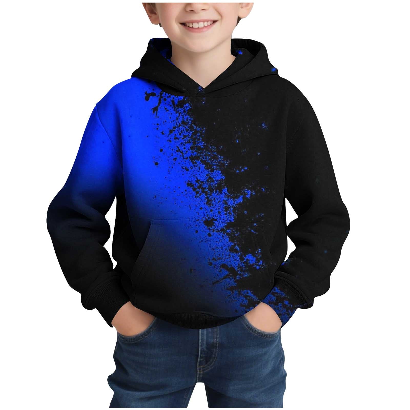 Color Block Hoodies for Boys, Long Sleeve Hooded Sweatshirts Kids ...