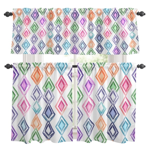 Color Block Kitchen Curtains Set for Windows, Watercolor Pink Purple ...