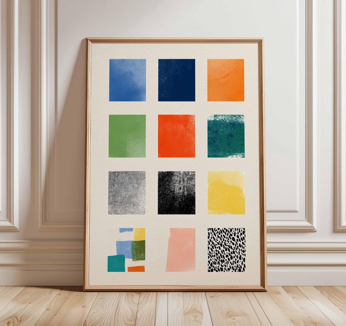 Color Block Modern Abstract Minimalist Geometric Squares Decor Unframed ...