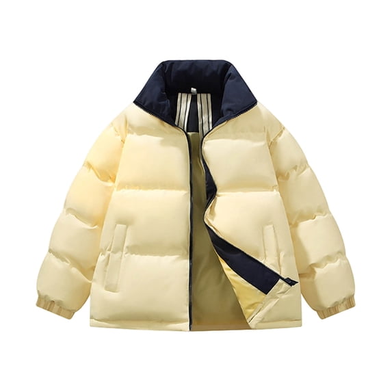 Color Block Puffer Jackets for Men Thickened Warm Long Sleeve Outwear ...