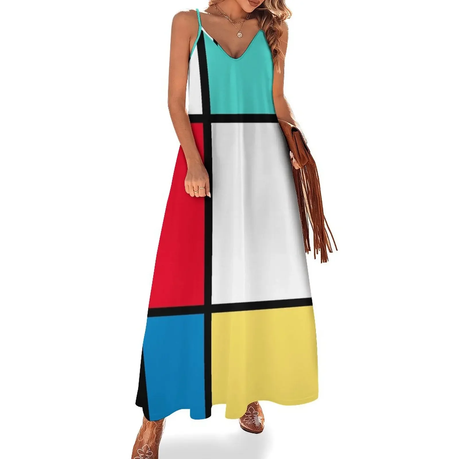 Color Block Retro Sleeveless Dress elegant women's dresses for wedding ...
