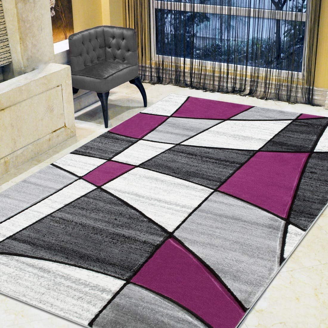 Color Block Rug/Linear/Geometric Modern Contemporary Hand Carved Area ...