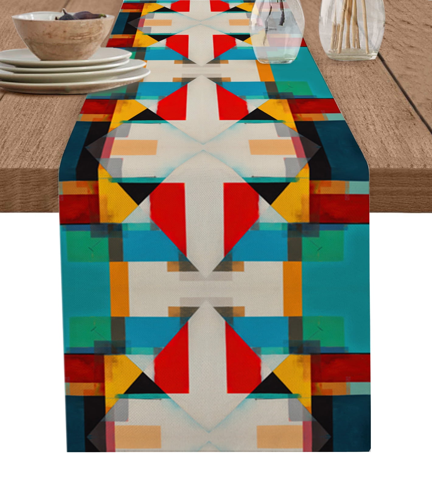 Color Block Segmentation Line Overlay Table Runner ration Home r Dinner Table ration Table r ...
