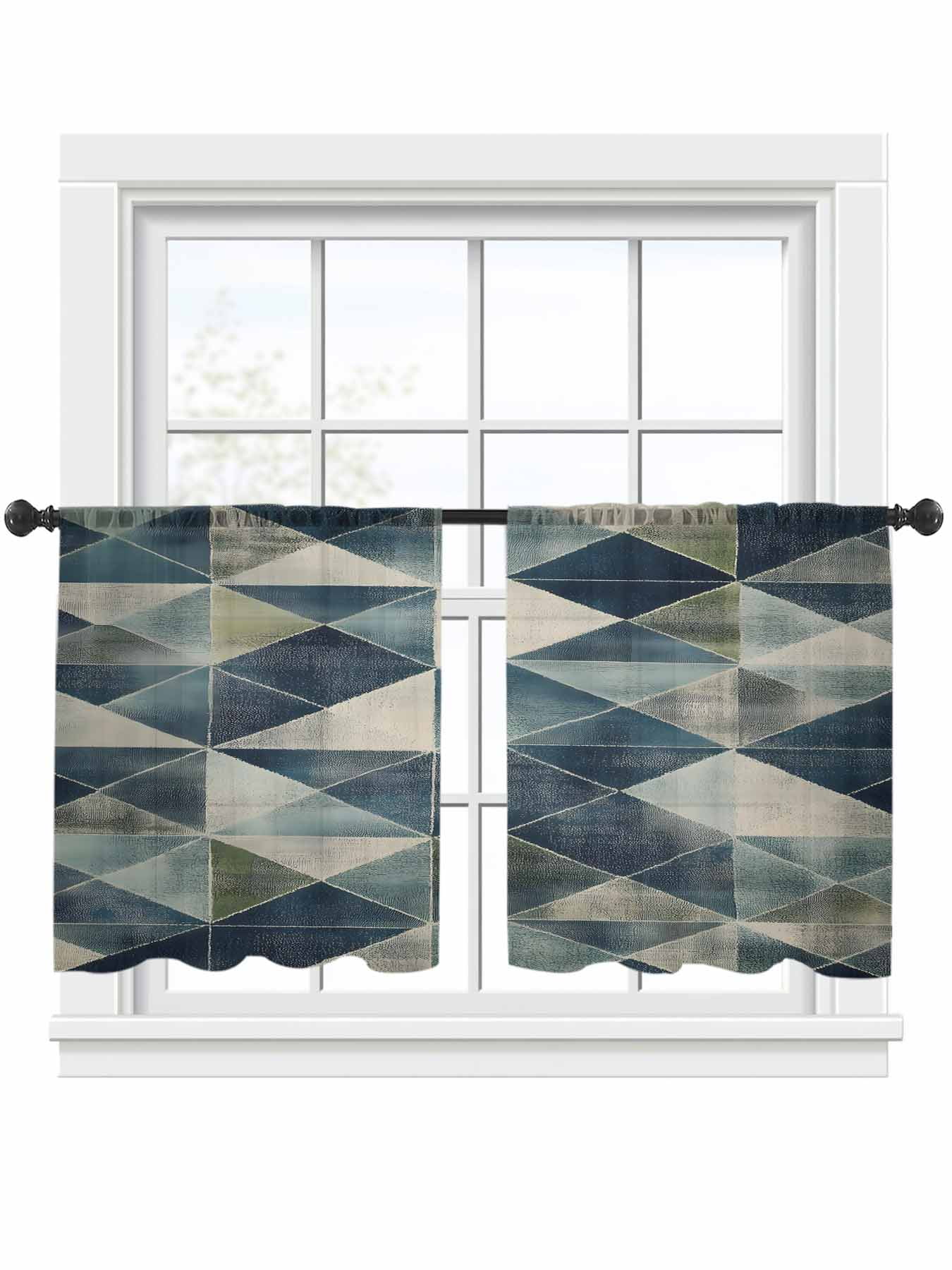 Color Block Sheer Curtains for Living Room Bedroom, Light-filtering ...