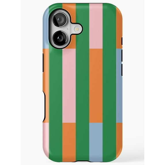 Color Block Stripes Green Light Blue iPhone Case 11 12 13 14 15 16 17 ...