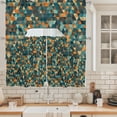 Color Block Swag Curtains Valance and Tier Set, Orange Green Check ...