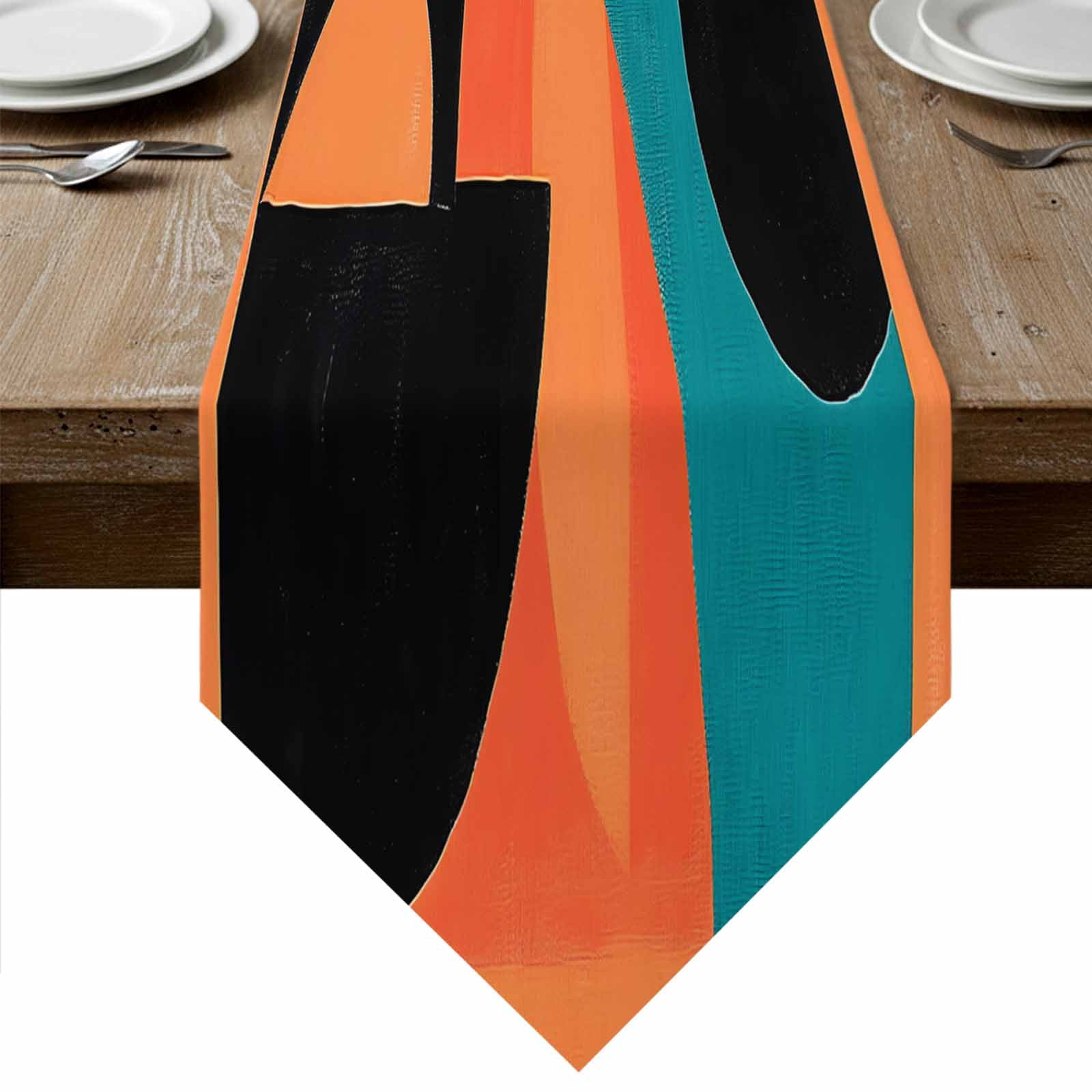 Color Block Table Runner Linen Burlap Table Runner 72 Inches Long ...