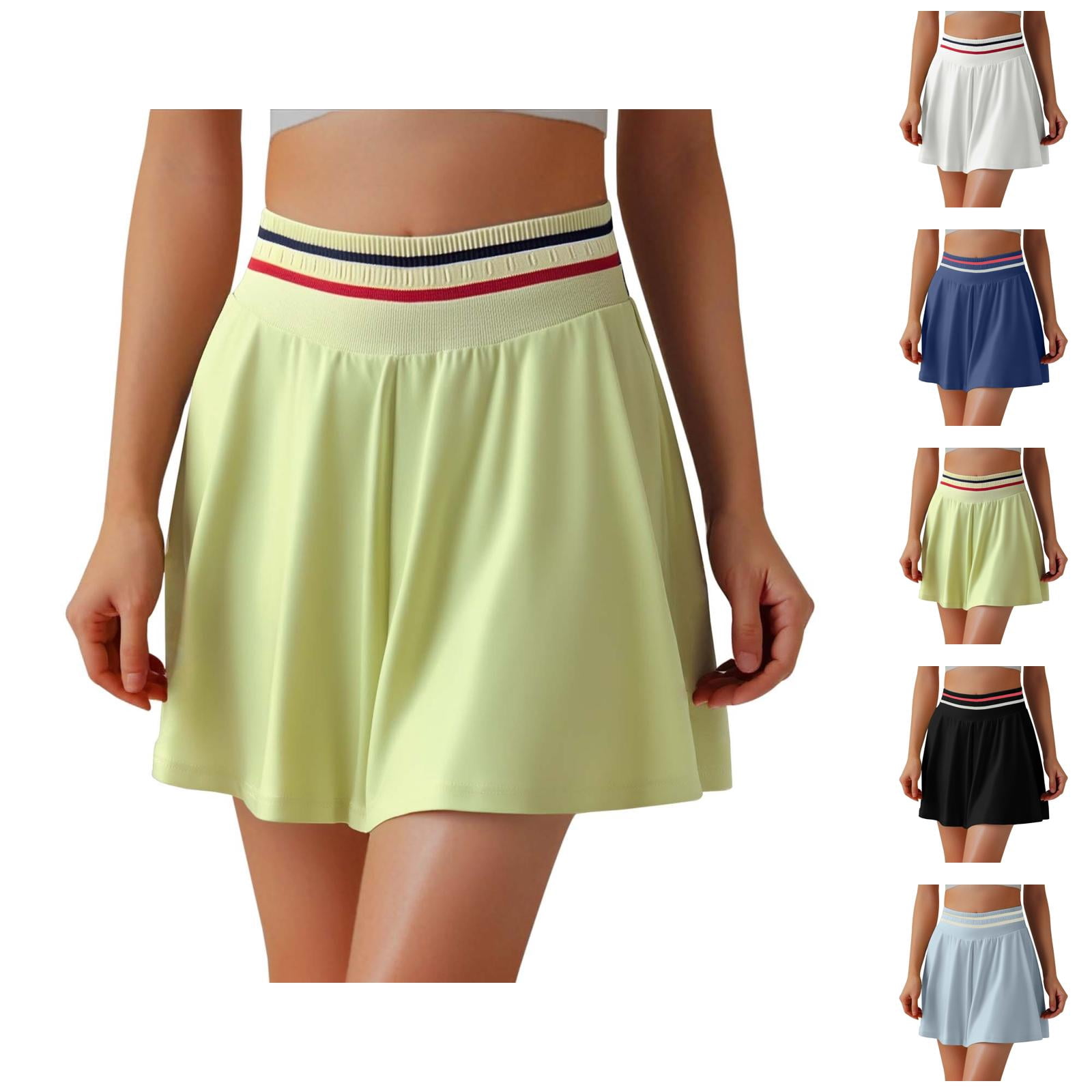 Color Block Tennis Skort for Women A Line Golf Skirt with Shorts ...