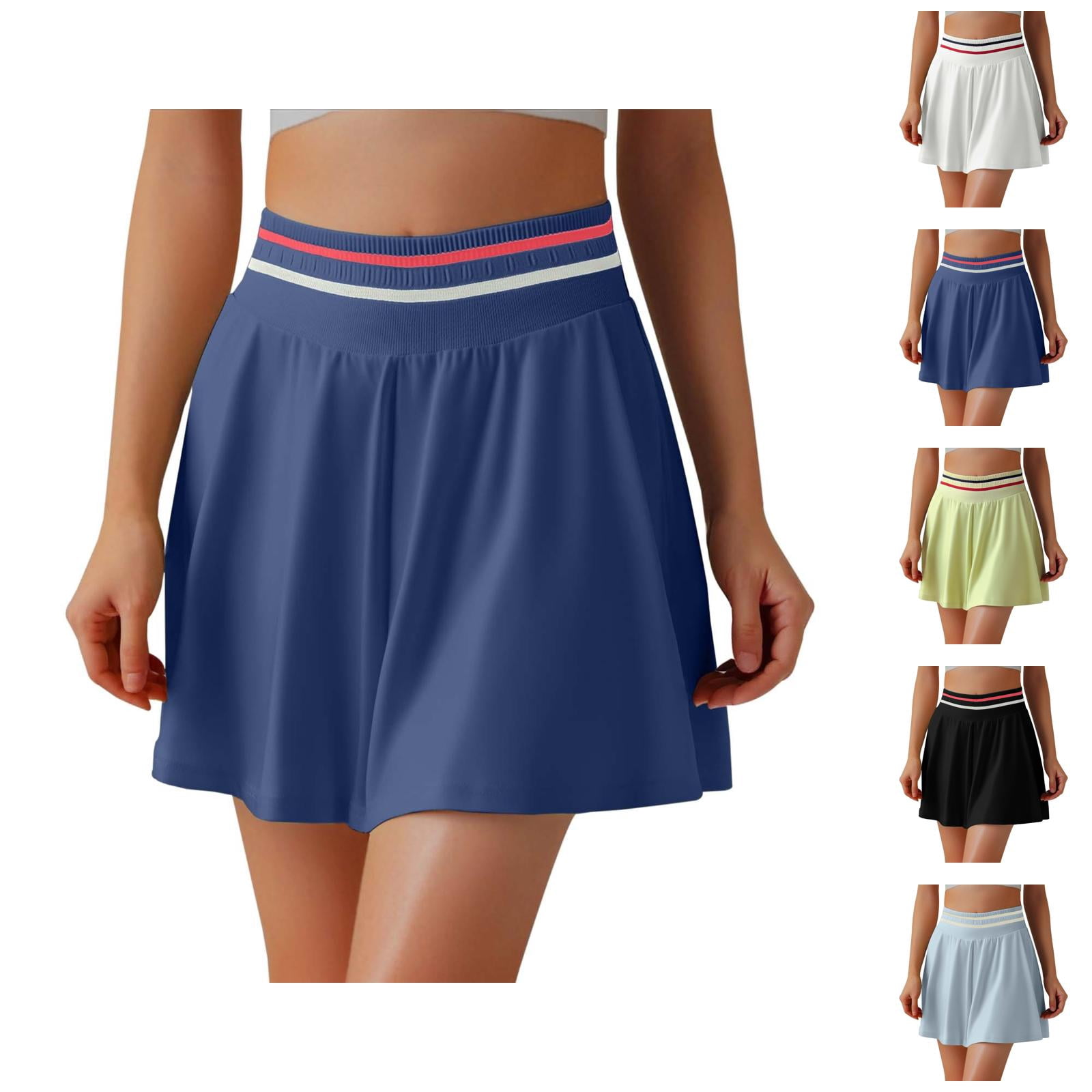 Color Block Tennis Skort for Women A Line Golf Skirt with Shorts ...