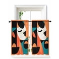 Color Block Tier Curtains 45 Inch Length,Sheer Curtains for Bedroom ...