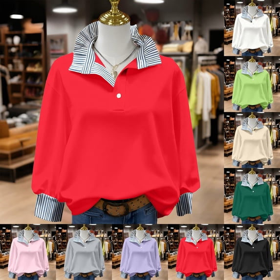 Color Block Women's Sweatshirt Long Sleeve Peplum Hem Casual Spring ...