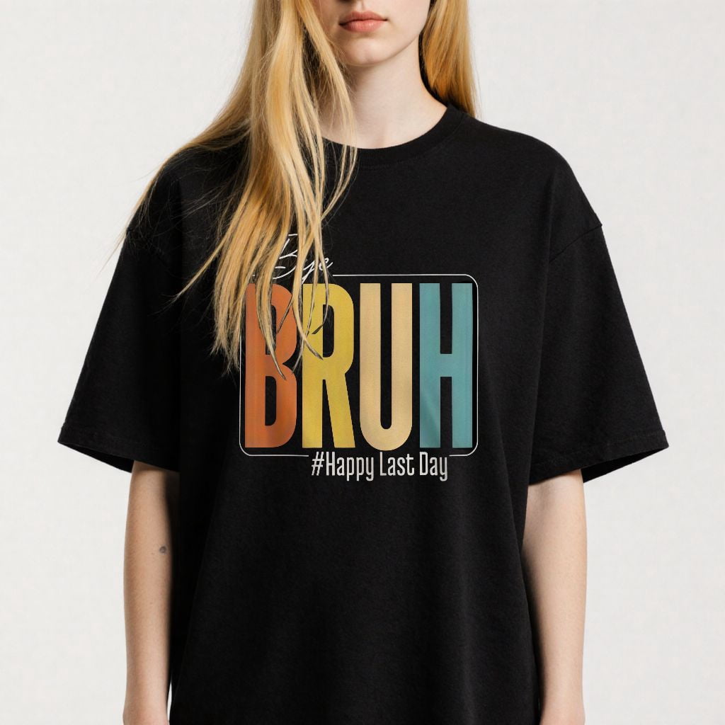 Color Blocked Bye BRUH Graphic for Adults Funny Casual Tee print T ...
