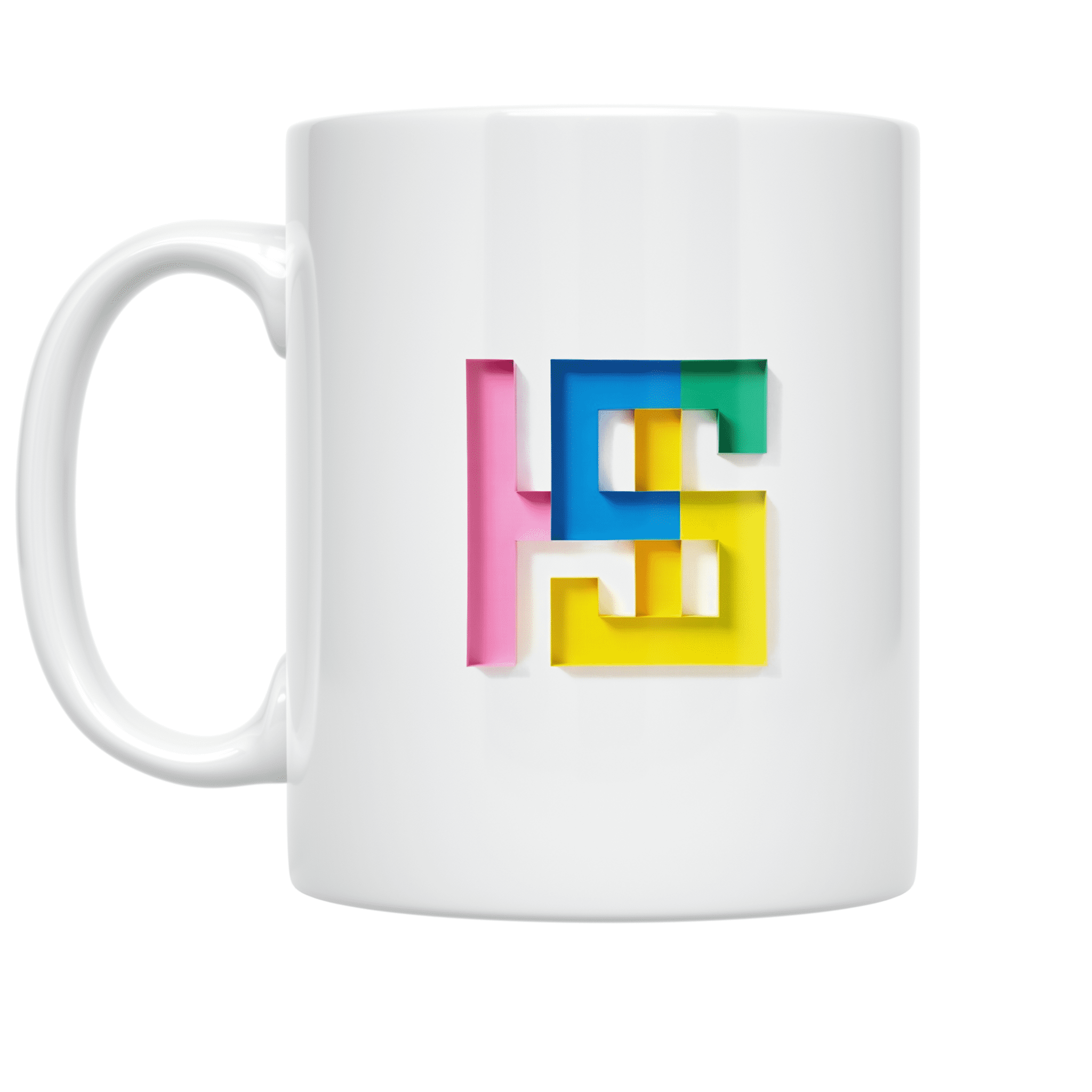 Color-Blocked Monogram Art - Modern Design Enthusiast - 11 oz Ceramic ...