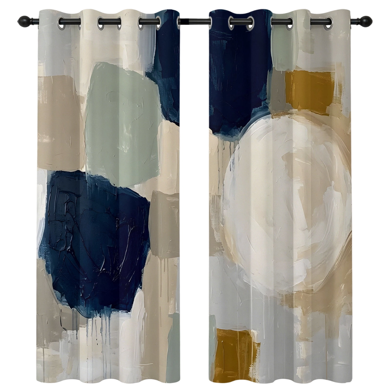 Color Blocks Blackout Curtains 96 Inches Long, Abstract Minimalist ...