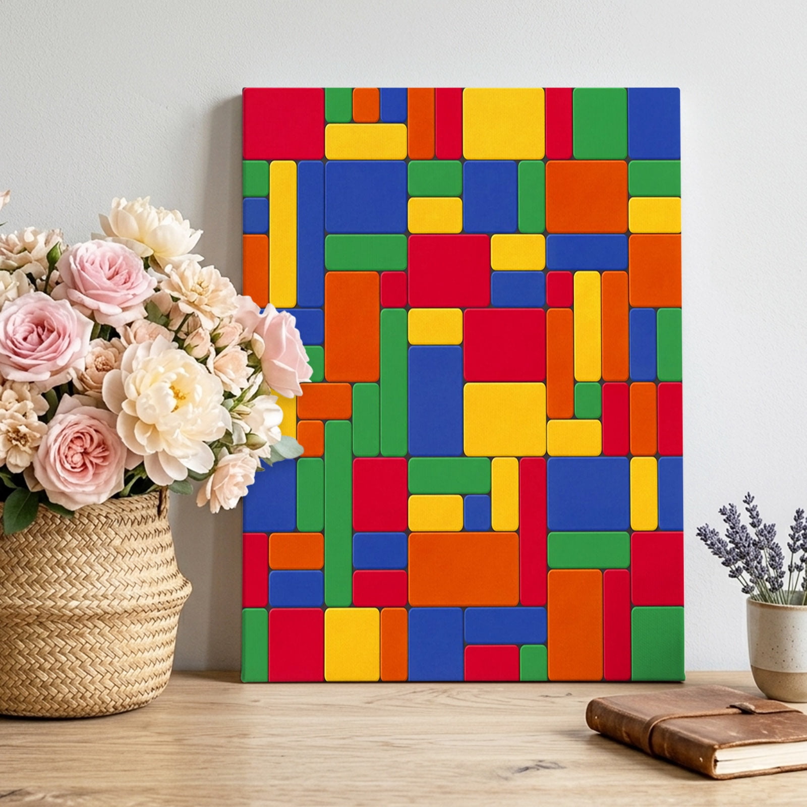 Color Blocks Canvas Wall Art Framed Wall Decor for Living Room Bedroom ...