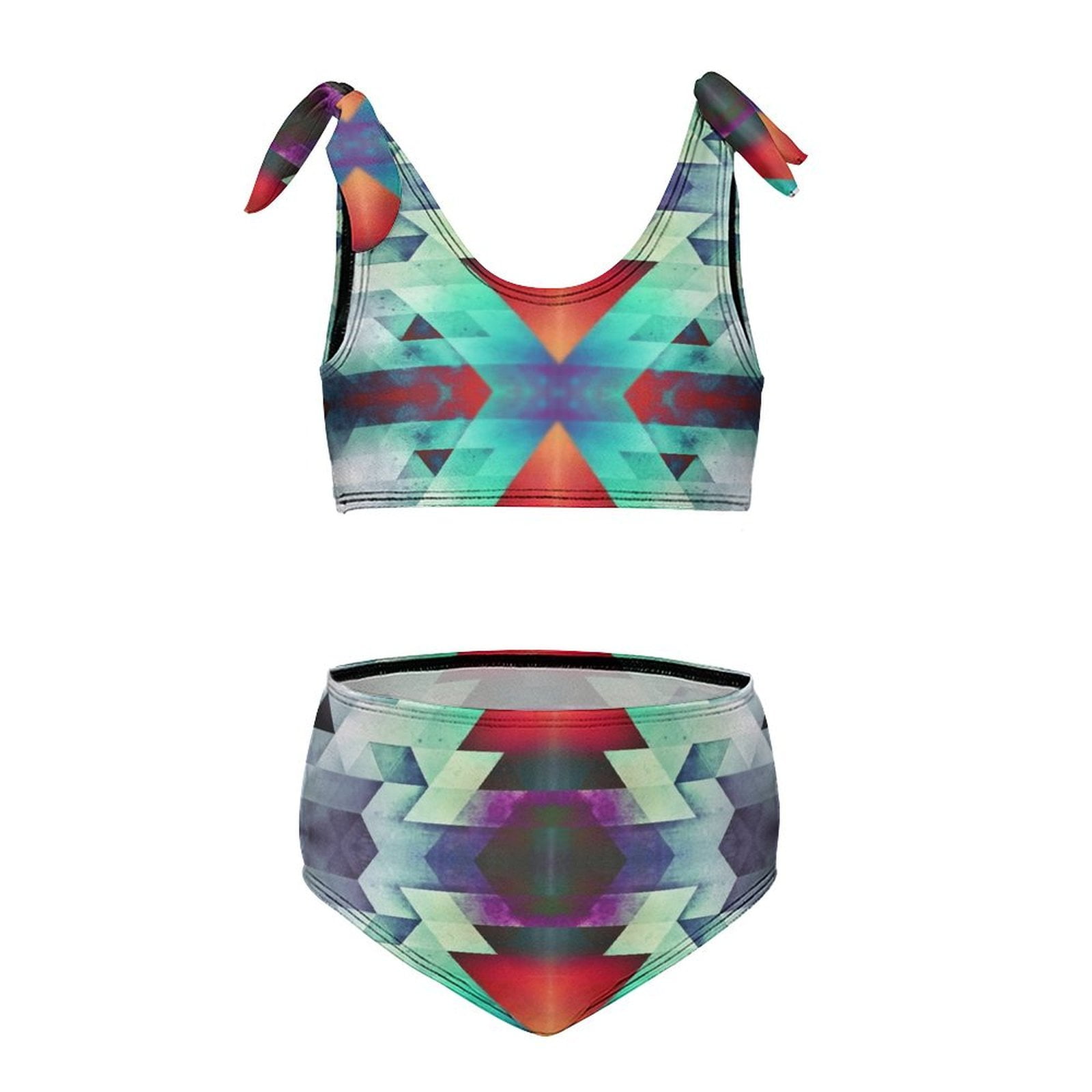 Color Blocks Girl's 2 Piece Bikini Set Beach Sport Swimsuit Swimwear 12 ...