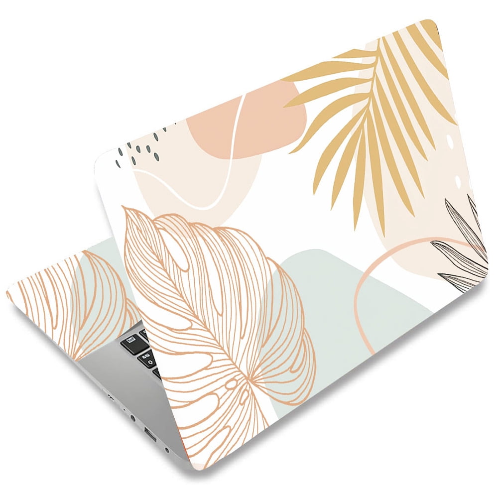 Color Blocks and Leaves Laptop Skin Minimalist Laptop Sticker PVC ...