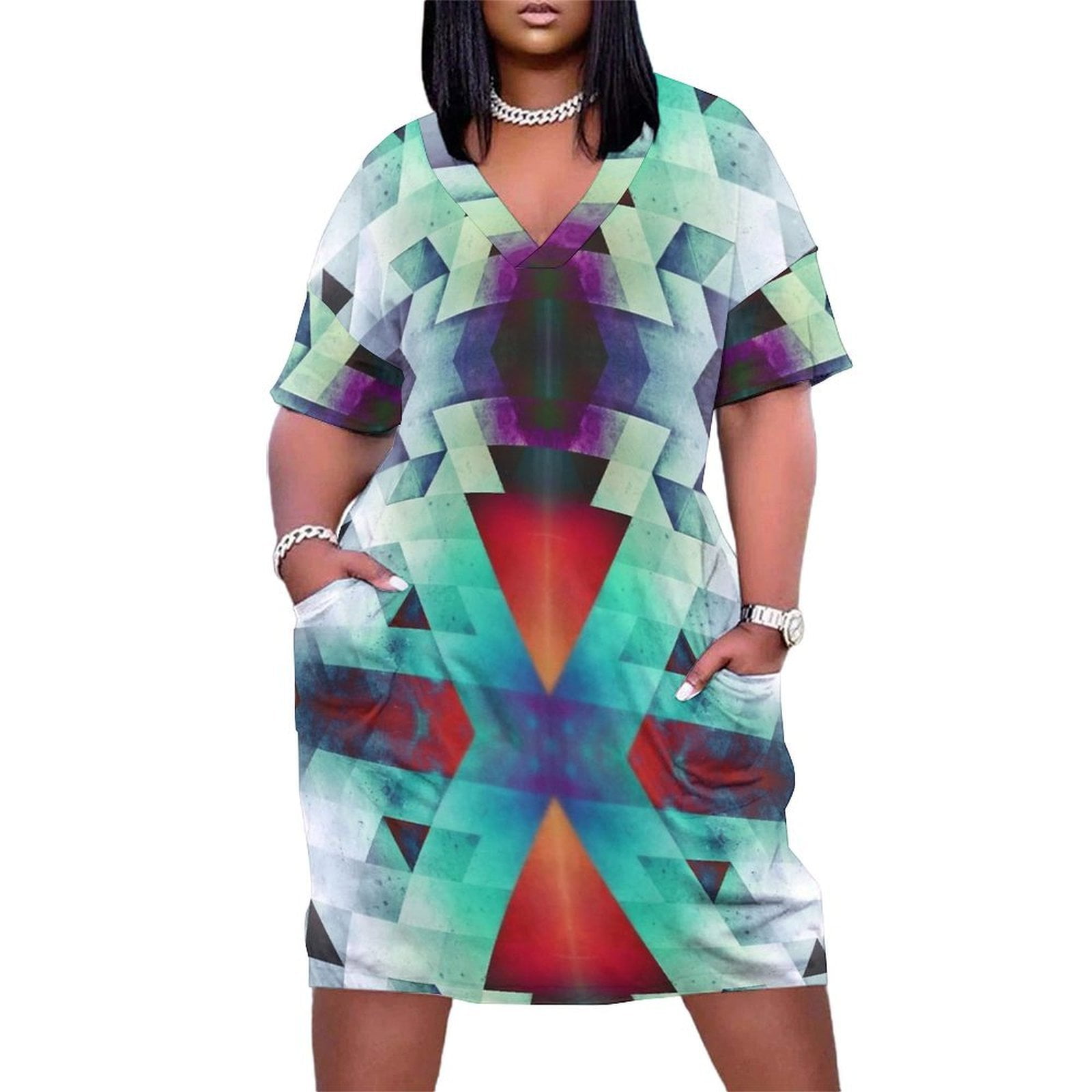 Color Blocks Loose Pocket Dress Dresses Summer Summer Dresses for Women ...